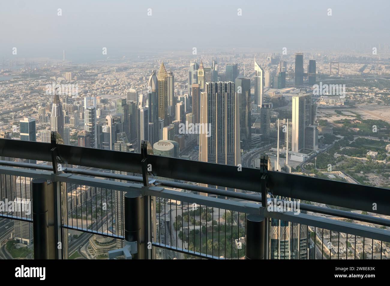 Panoramic daytime view of Dubai skyscrapers from At The Top, Burj ...
