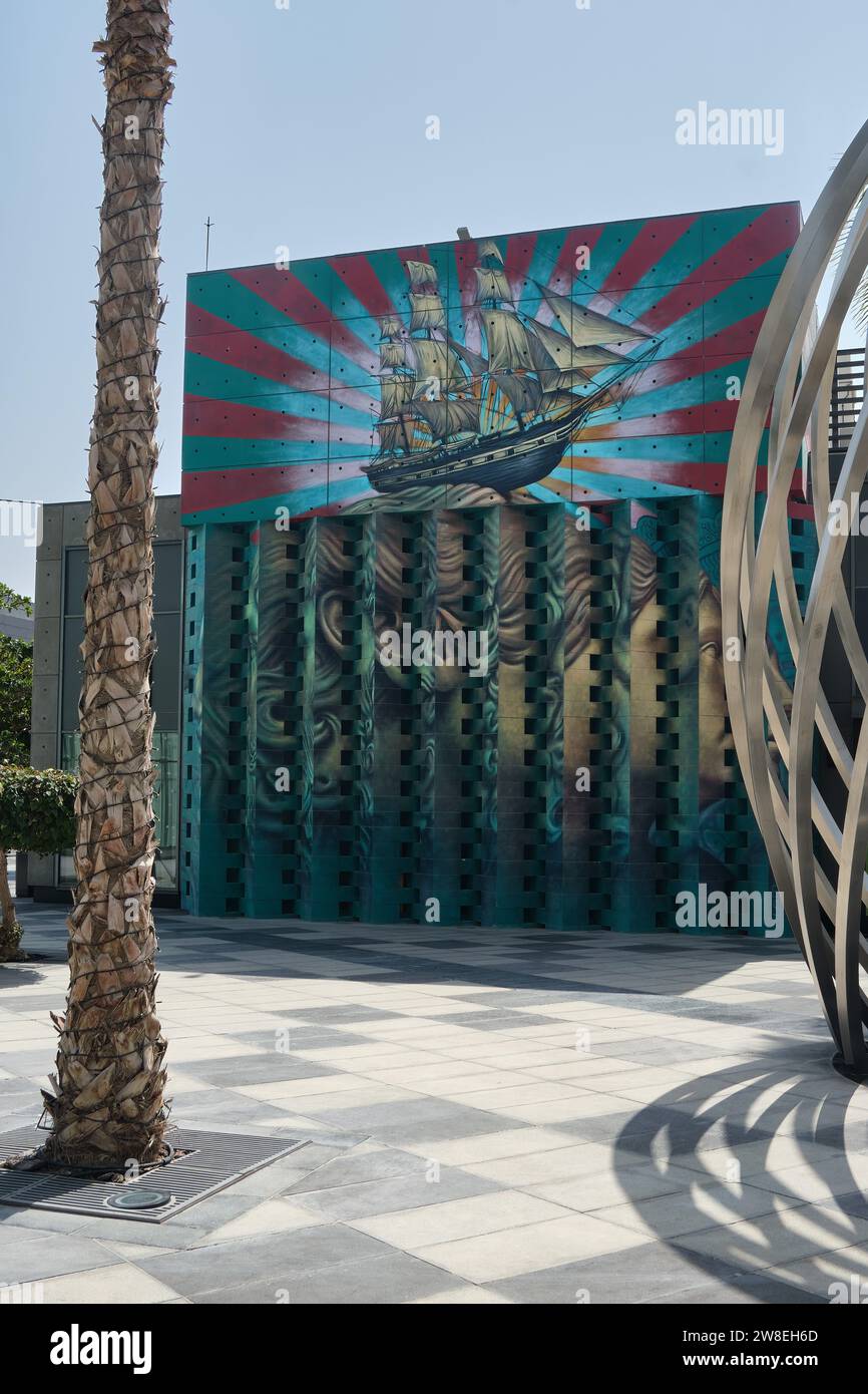 Lenticular mural woman’s face perspective and sailing ship by Beau ...