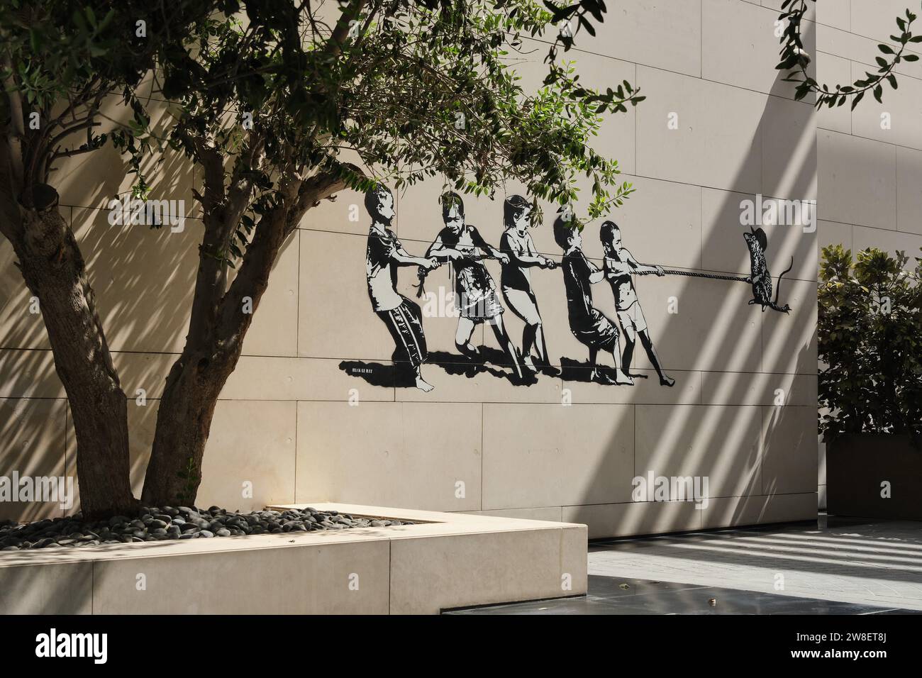 Rope Pulling by Blek Le Rat at d3, Dubai Design District, Dubai, UAE ...