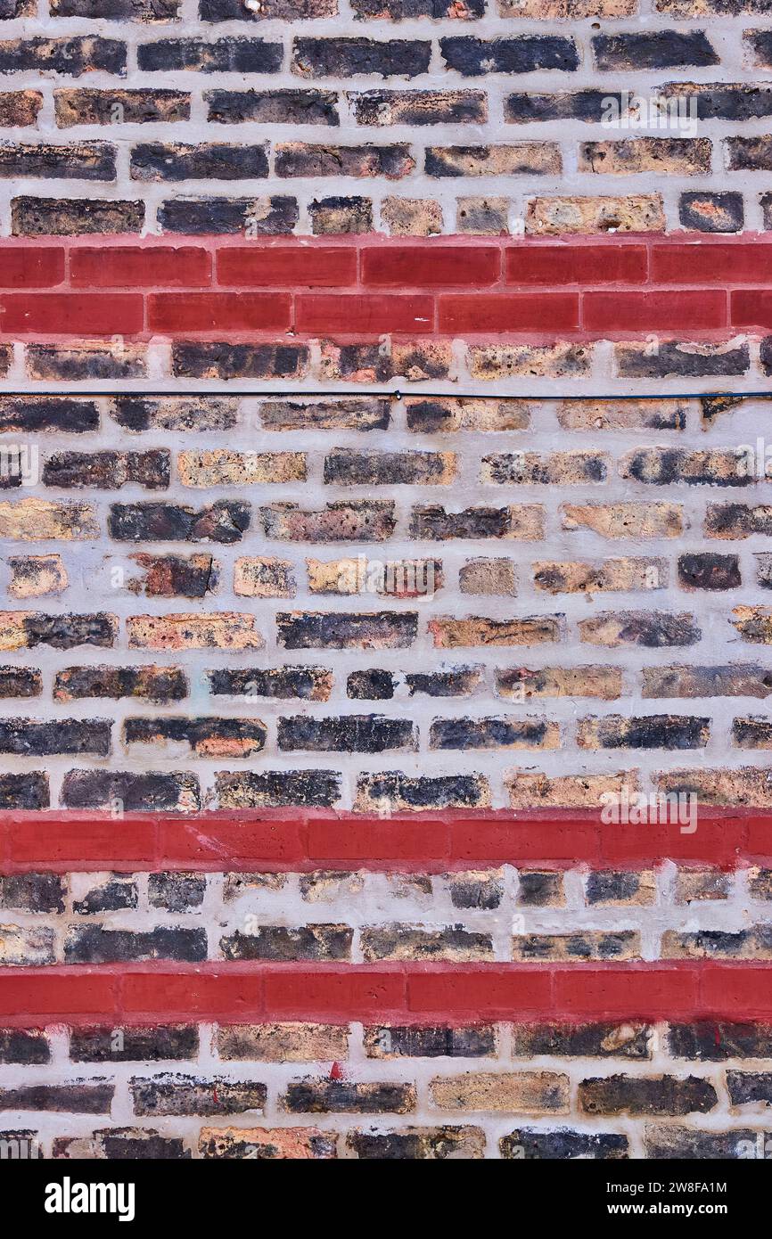 Fading white and black brick wall with red brick lines in background ...