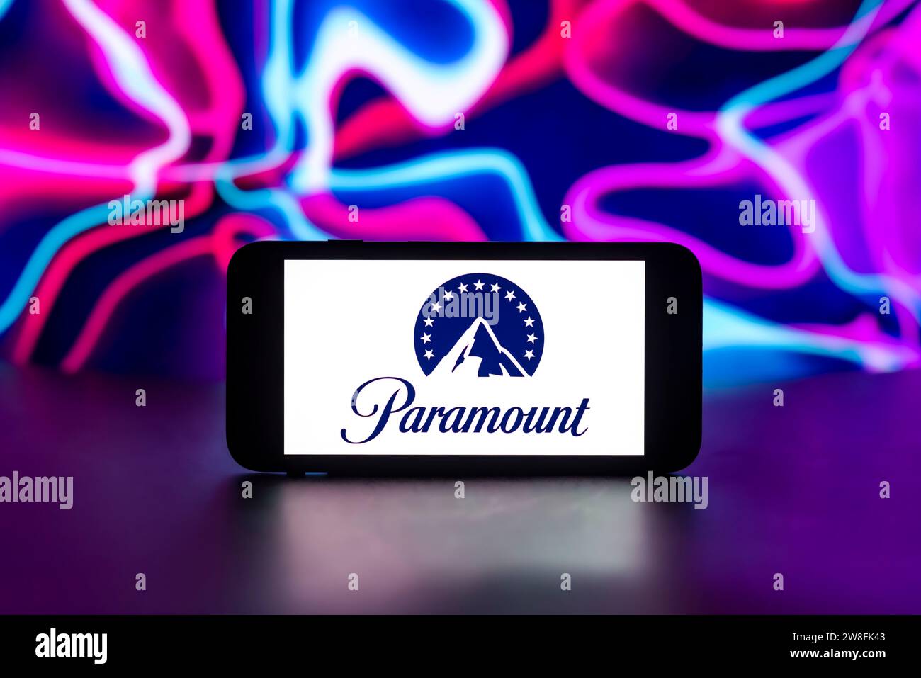 In this photo illustration, the Paramount logo is seen displayed on a ...