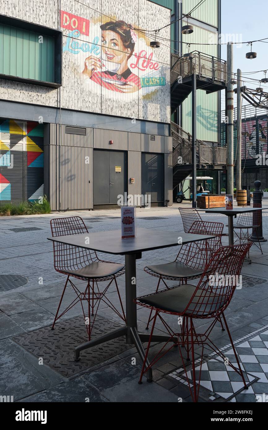 Stylish retro style advertising mural in the beachfront destination of ...