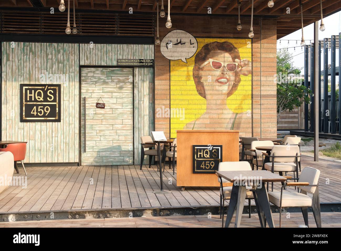 Retro 1950s billboards style restaurant front mural in the chic ...