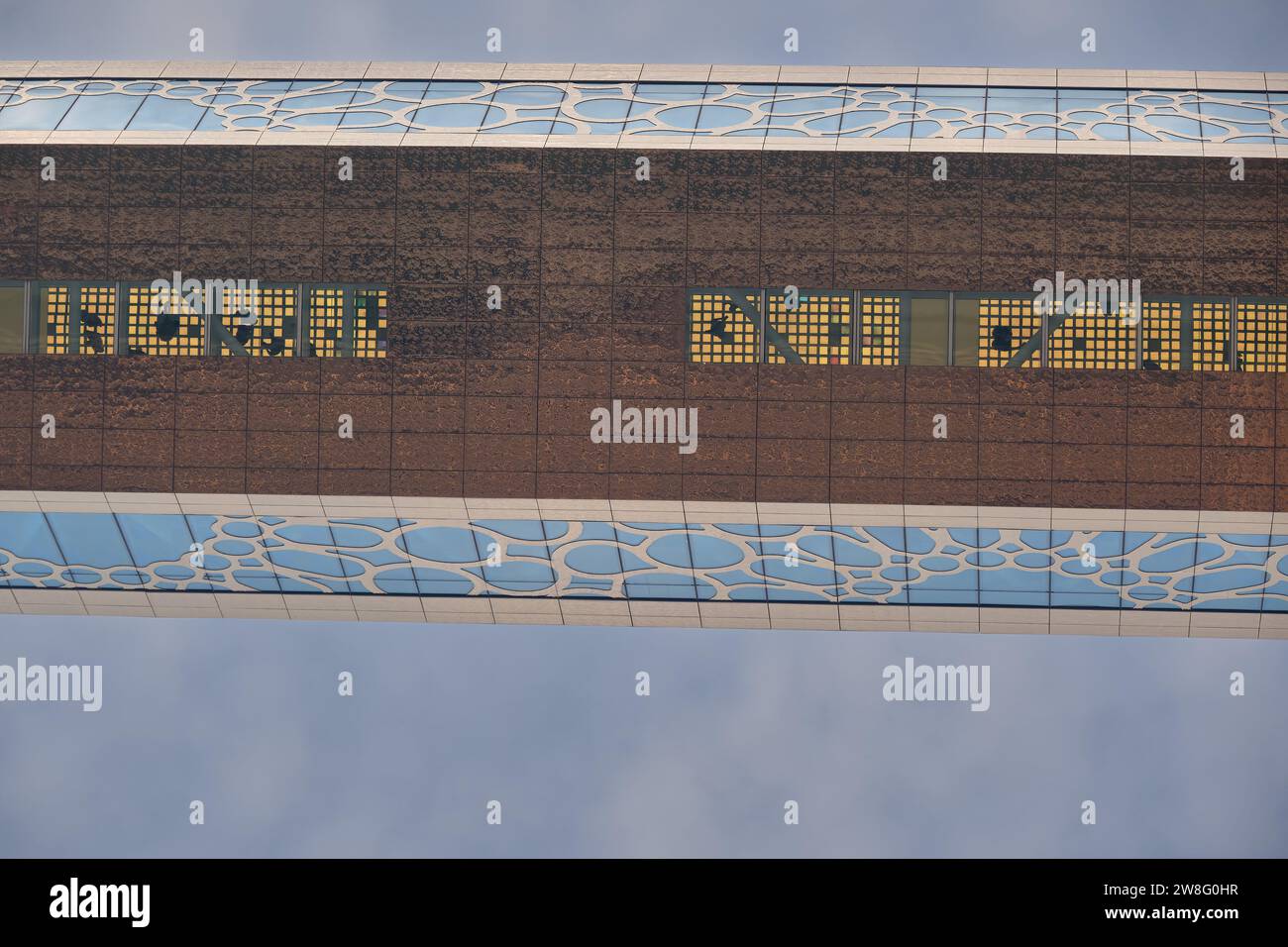 Ground view of the magnificent ornate Dubai Frame viewing platform ...