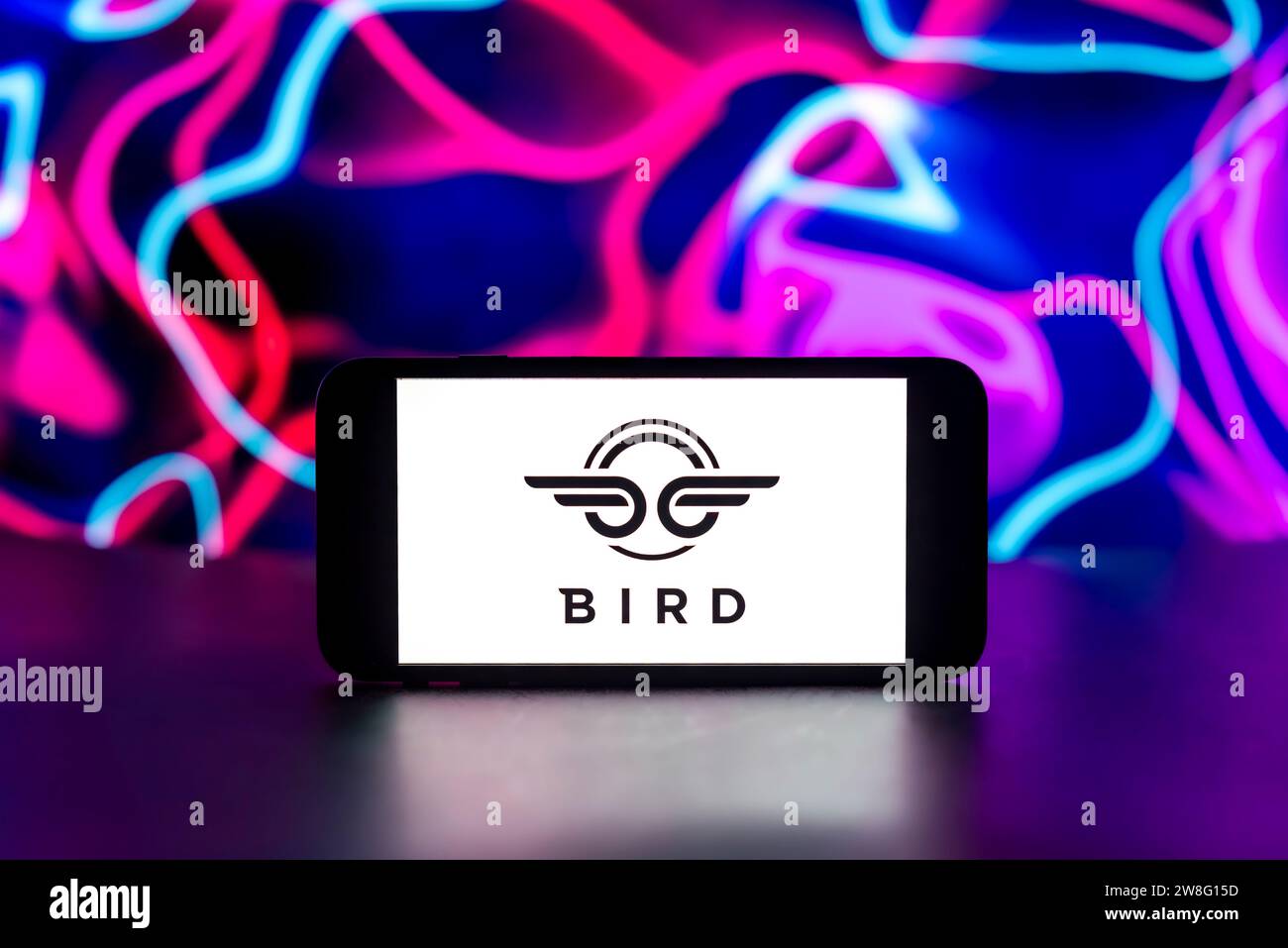 In this photo illustration, the Micro-Electric Mobility Bird logo is ...