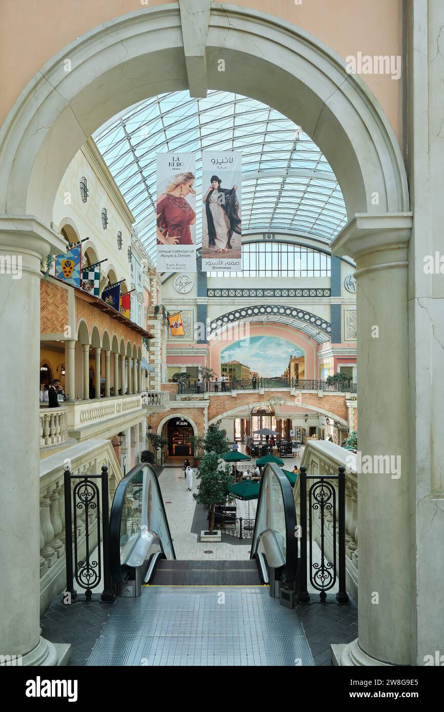Arch framed elevated view of the beautiful interior of the Italian ...