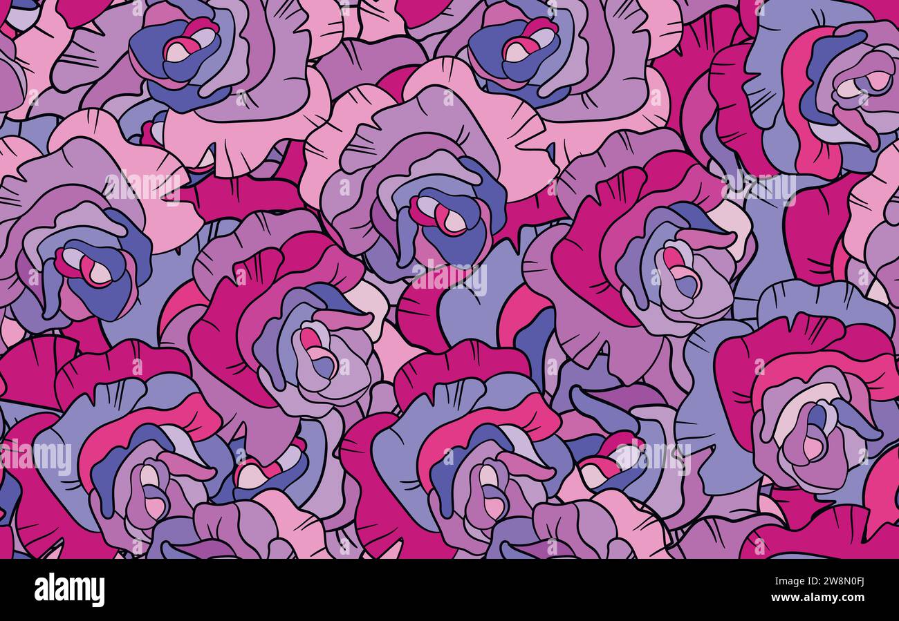 Spring colorful vector illustration with red roses. Cartoon style ...