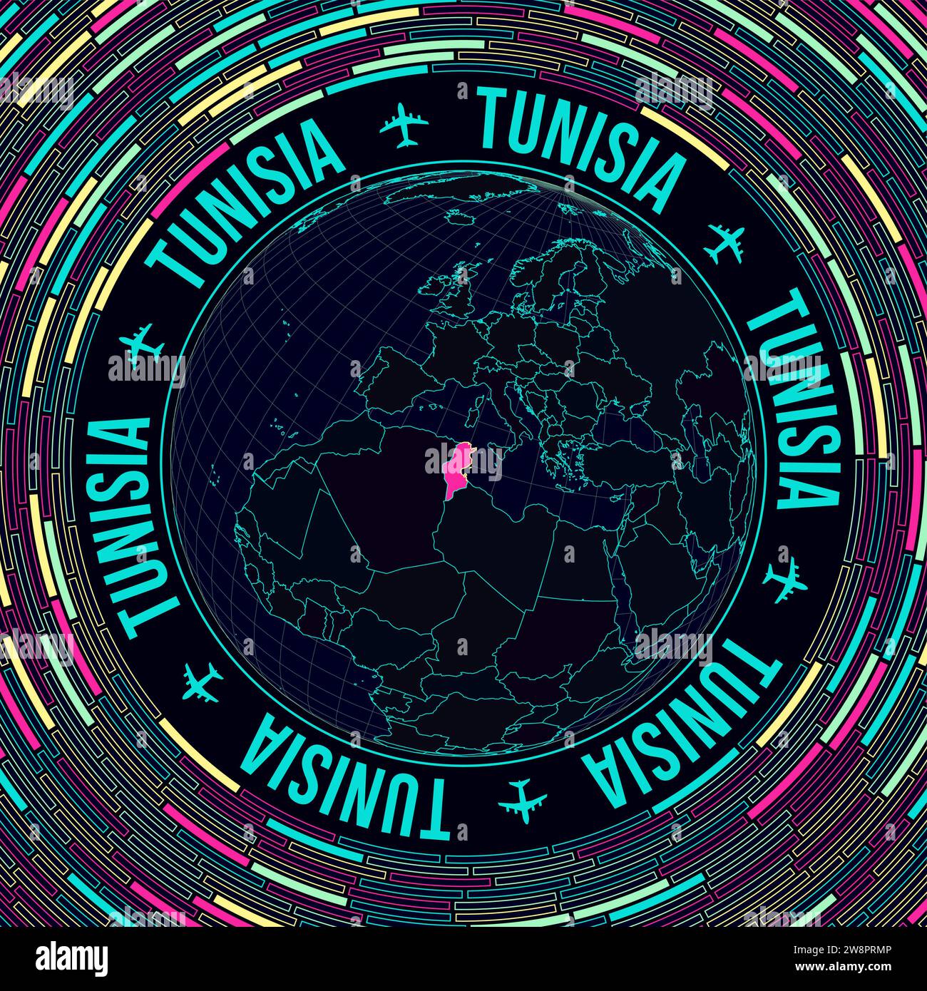 Tunis map satellite geography Stock Vector Images - Alamy