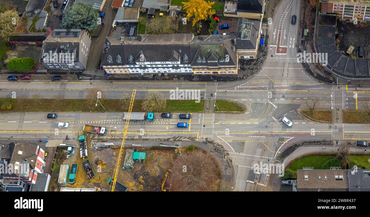 Aerial view, Erlenkrug fire ruins on the corner of Buersche Straße and ...