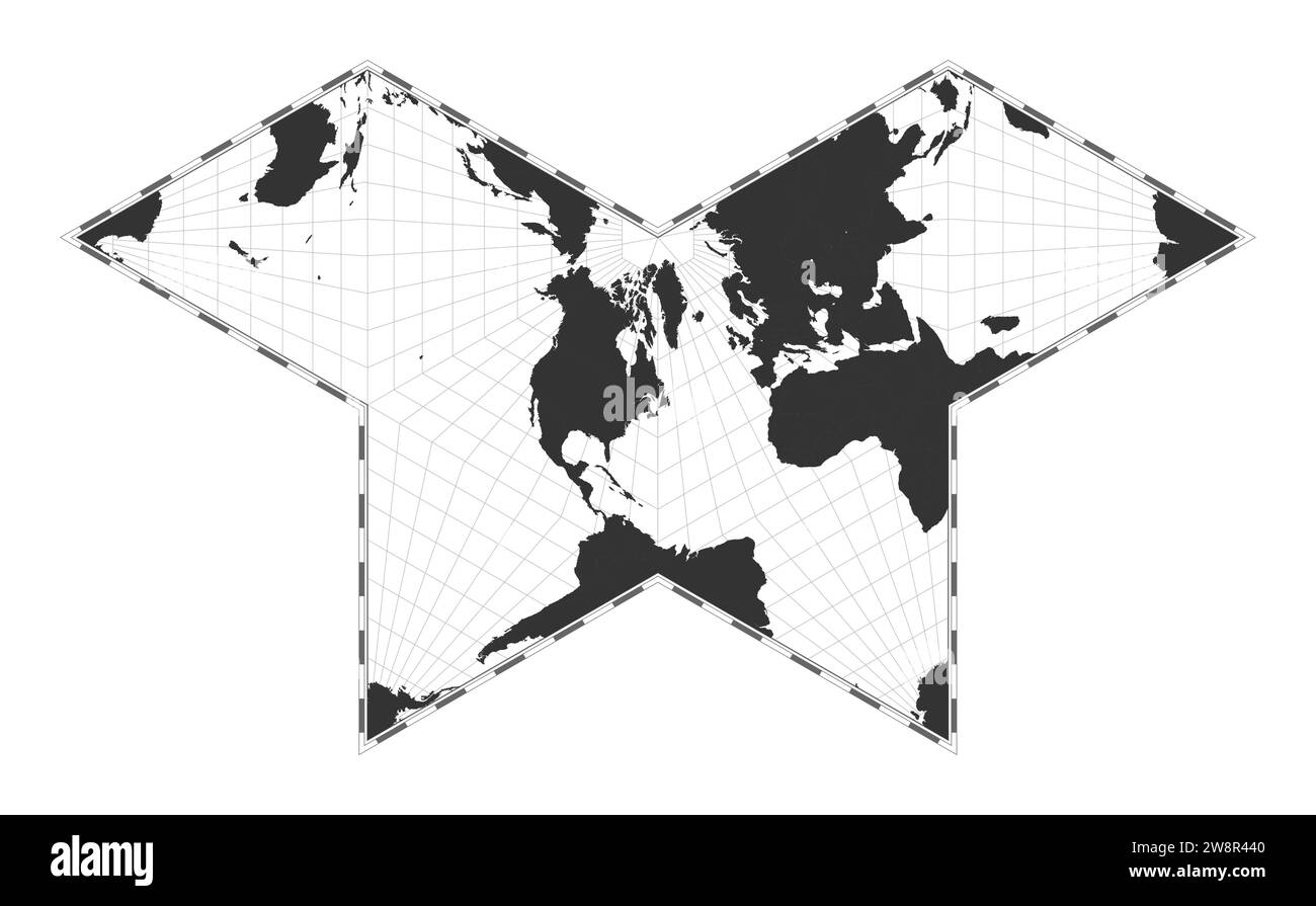 Vector world map. Collignon butterfly projection. Plain world ...