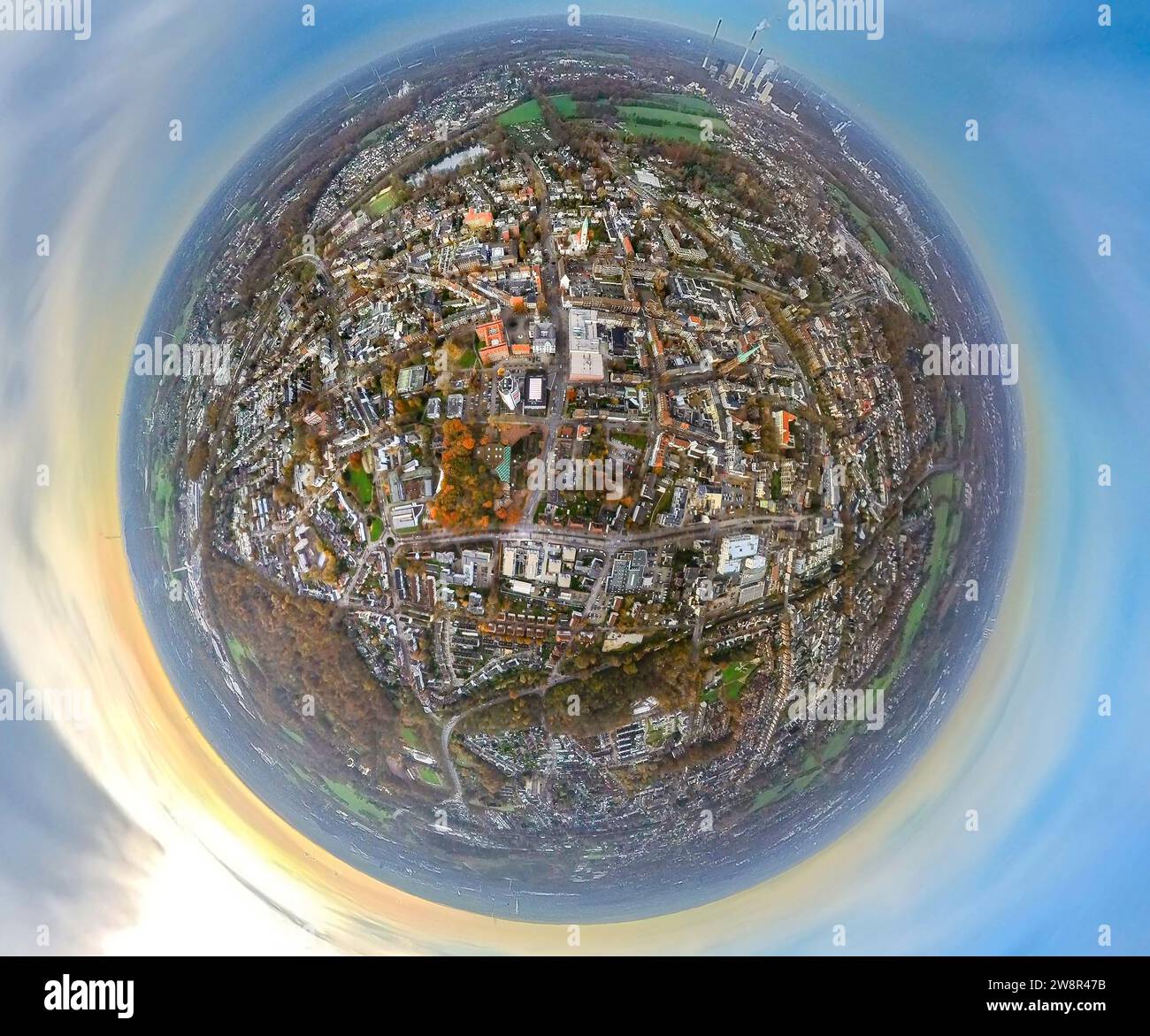 Aerial view, city center view, city hall city administration ...