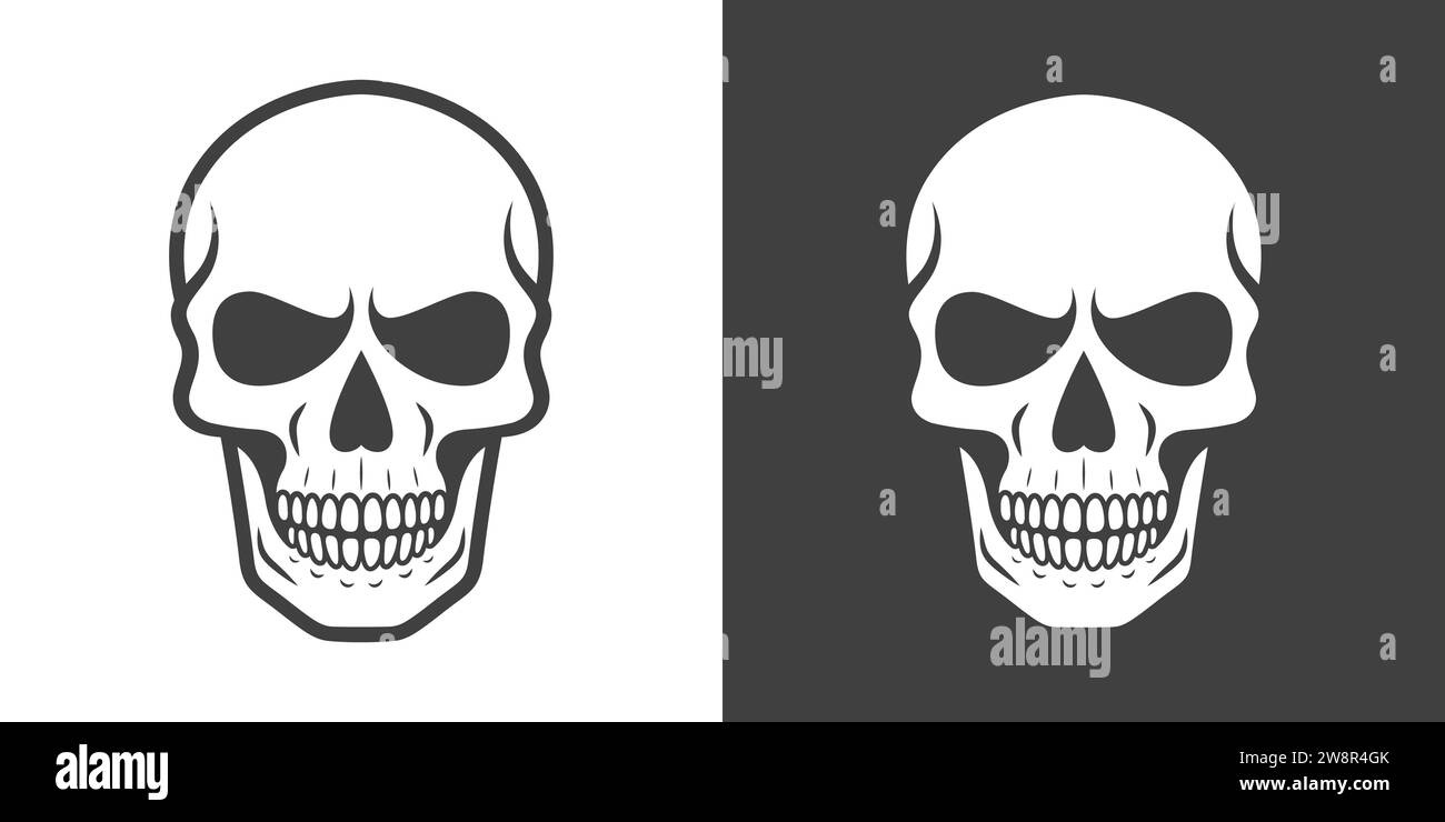 Vector Black and White Skull Icon Set Closeup Isolated. Skulls ...