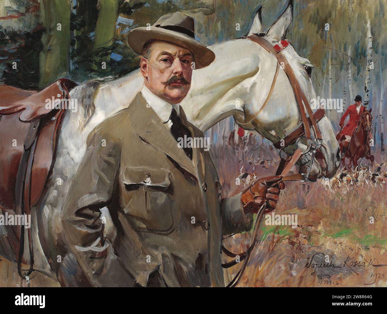 Wojciech Kossak - Self-portrait with a horse Stock Photo - Alamy