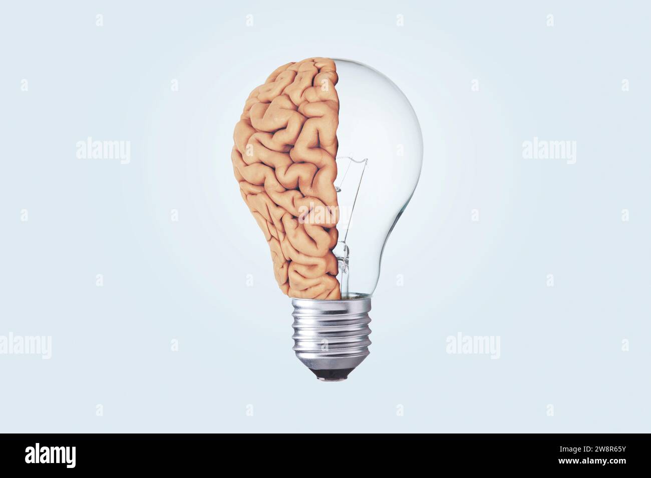 Creative Idea, Concept. Half A Light Bulb And Half A Brain, Concept ...