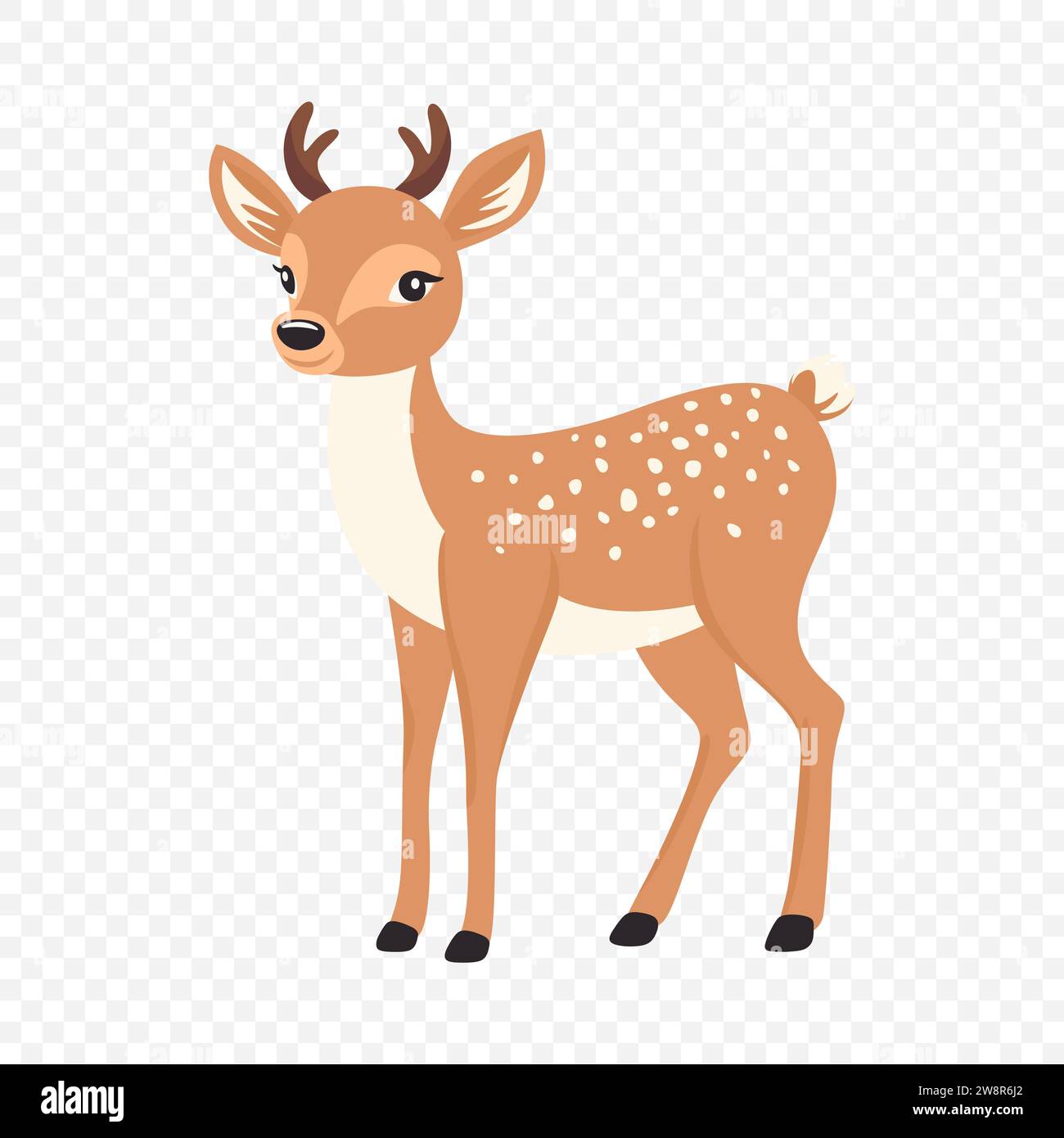 Flat Vector Cute Deer. Little Deer Icon. Adorable Walking Deer or ...