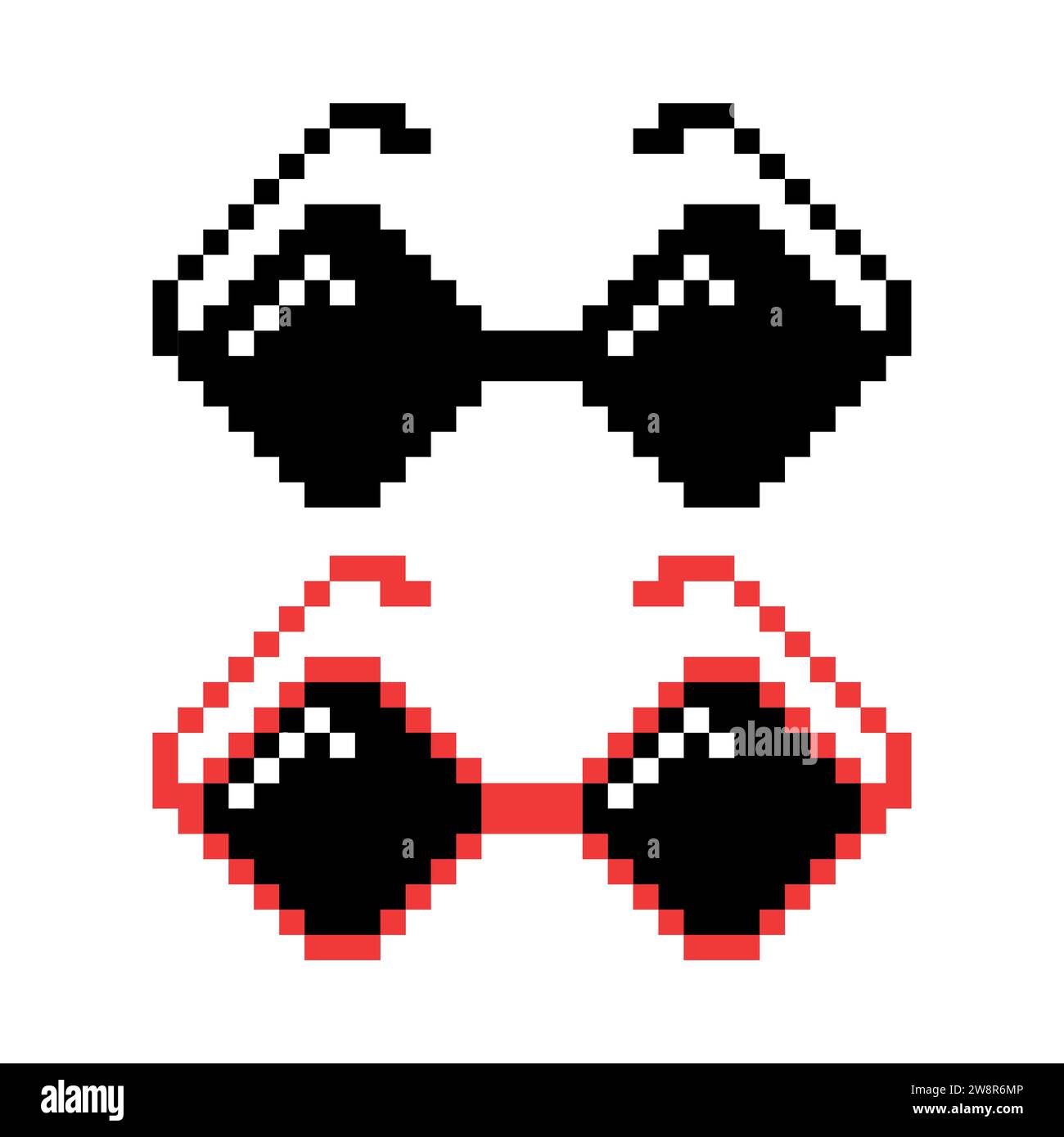 Vector Pixel Boss Glasses Icon Set in 8 bit Retro Style. Summer Meme ...