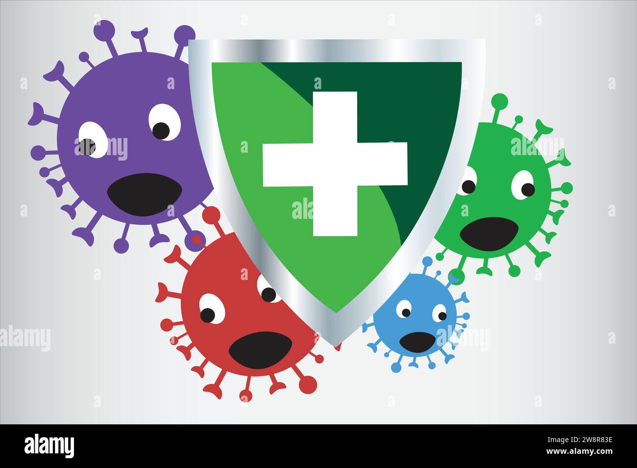Shield and viruses, Protection against disease. vector illustration EPS ...