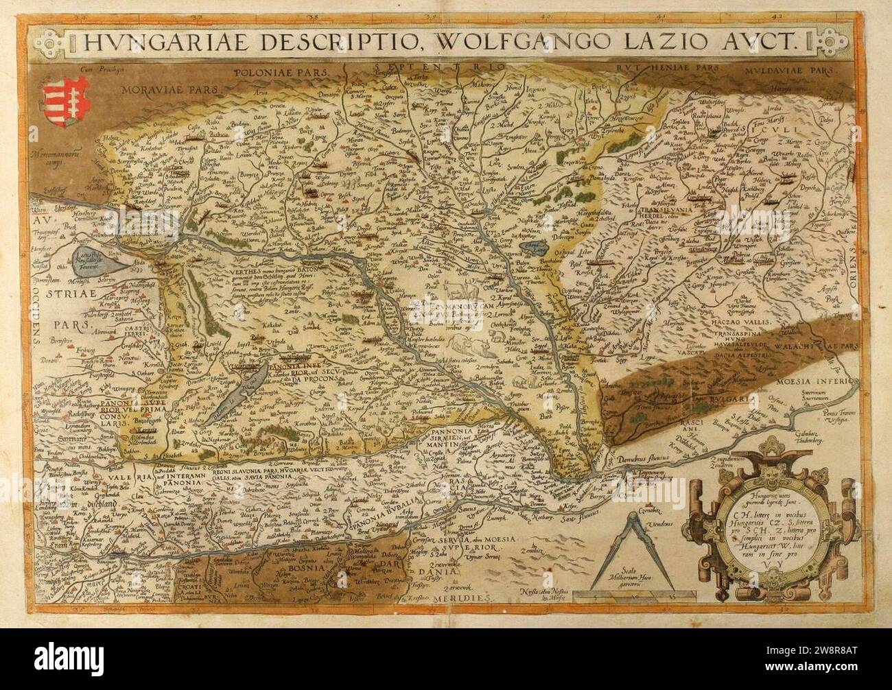 Wolfgang Lazius's great map of the Kingdom of Hungary (1552 Stock Photo ...