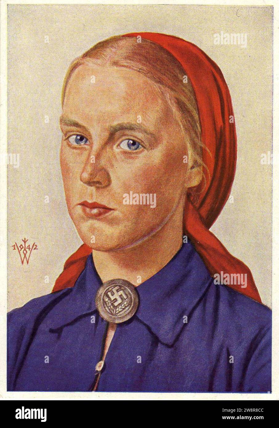 Wolfgang Willrich 'Arbeitsmaid' 1942 drawing Third Reich Nazi ...