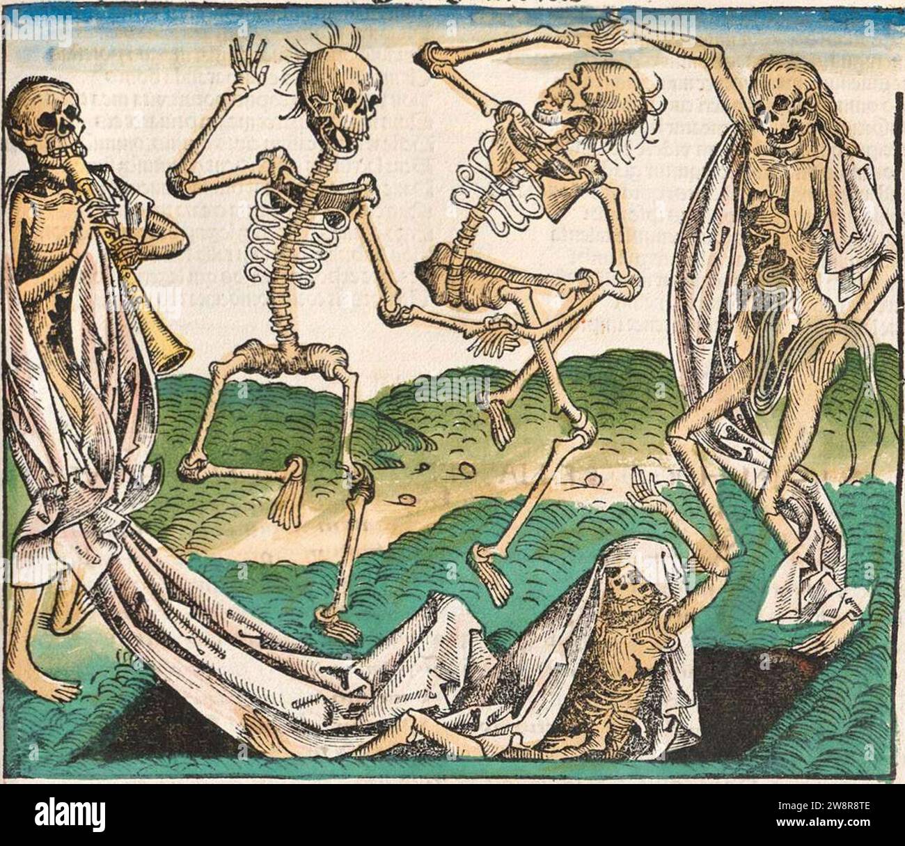 Wolgemut - 1493 - tanz der gerippe (coloriert Stock Photo - Alamy