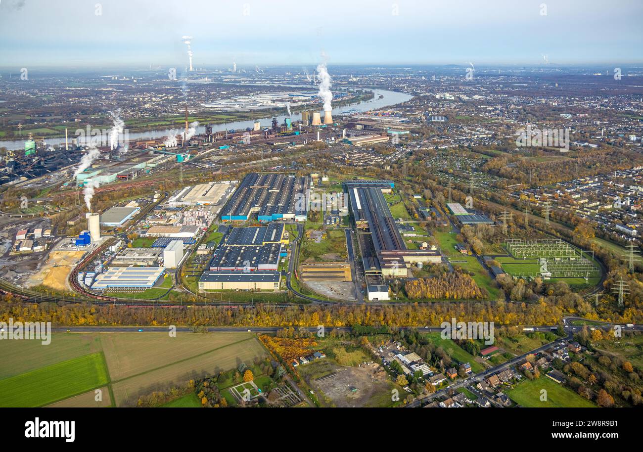 Aerial view, Thyssenkrupp Steel Europe factory site industrial area, in ...