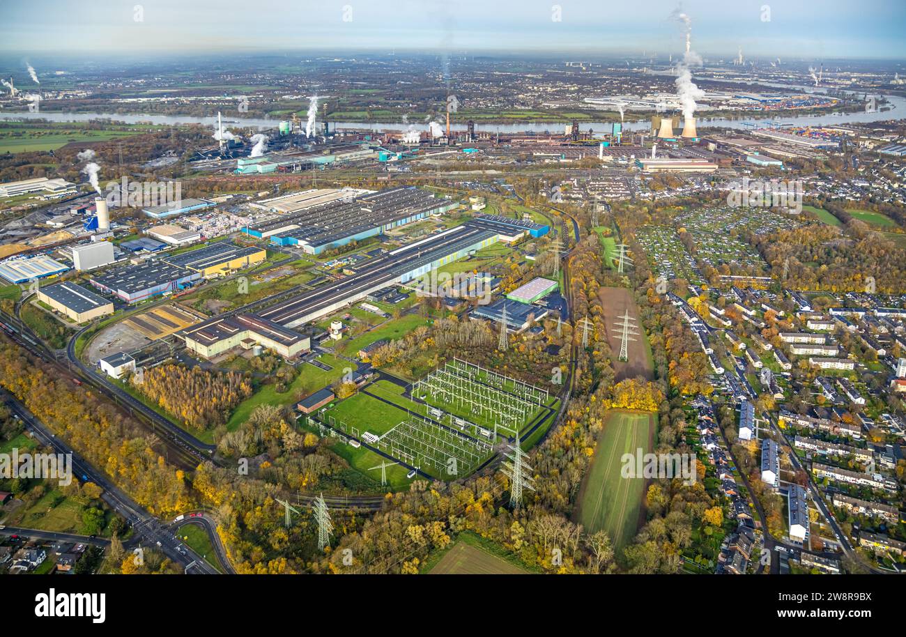 Aerial view, Thyssenkrupp Steel Europe factory site industrial area, in ...