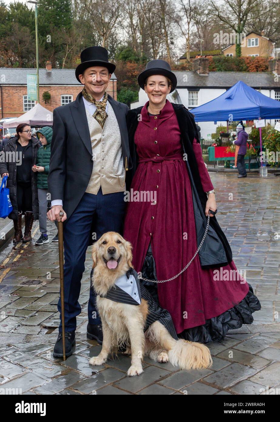 Lymm Dickensian Day 2023. People dressed in Dickensian costume; stalls ...