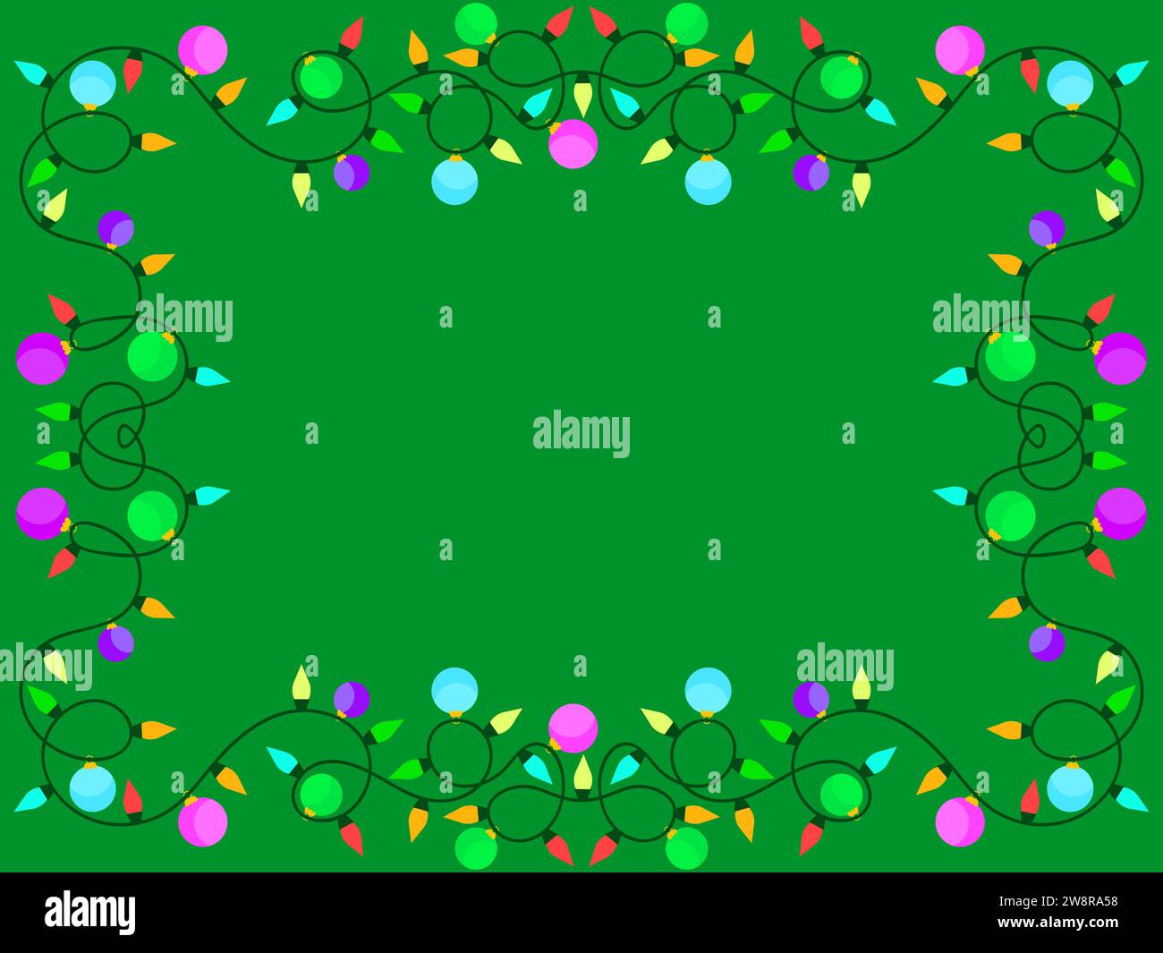 Christmas light frame. Festive frame with Christmas glowing garland and ...