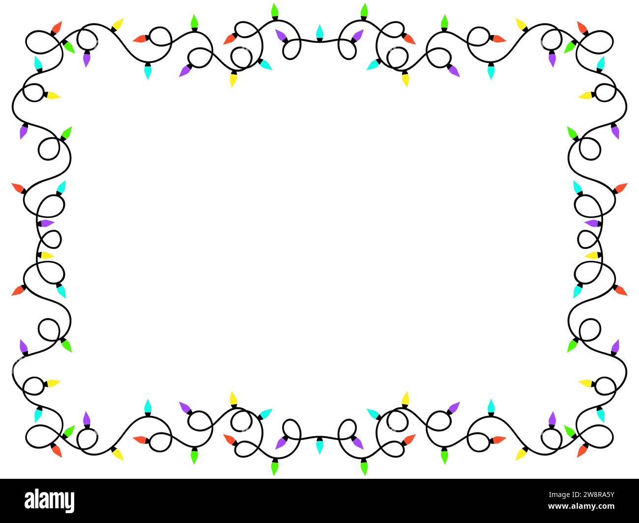 Christmas light frame. Festive frame with Christmas glowing garland on ...