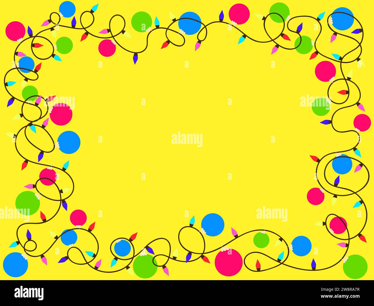 Christmas light frame. Festive frame with Christmas glowing garland and ...