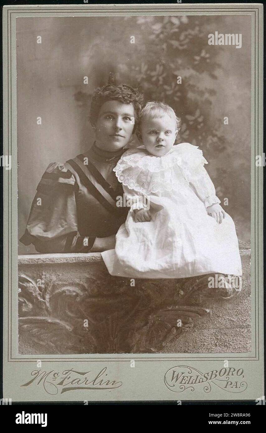 Woman and Baby (Abram McFarlin - cabinet card, 1890s Stock Photo - Alamy