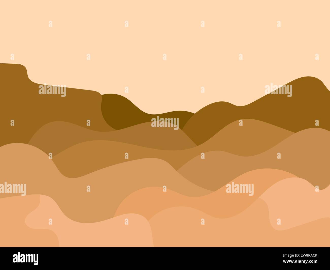 Mountain landscape in a minimalist style.Rocks and canyons in flat ...