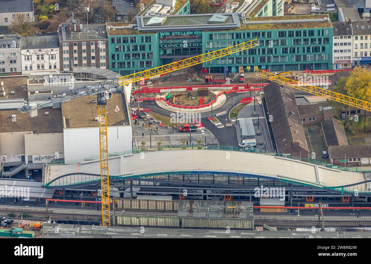 Aerial view, main station Hbf large construction site with new track ...