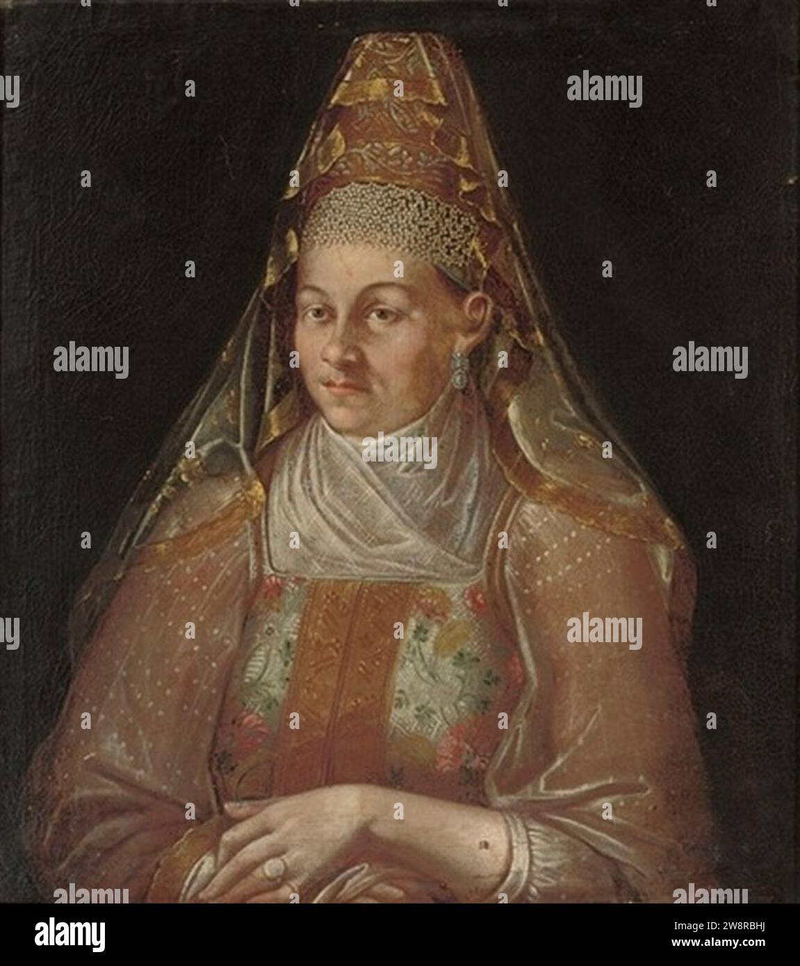 Woman in traditional costume. Circle Of Ivan Adolskii Stock Photo - Alamy