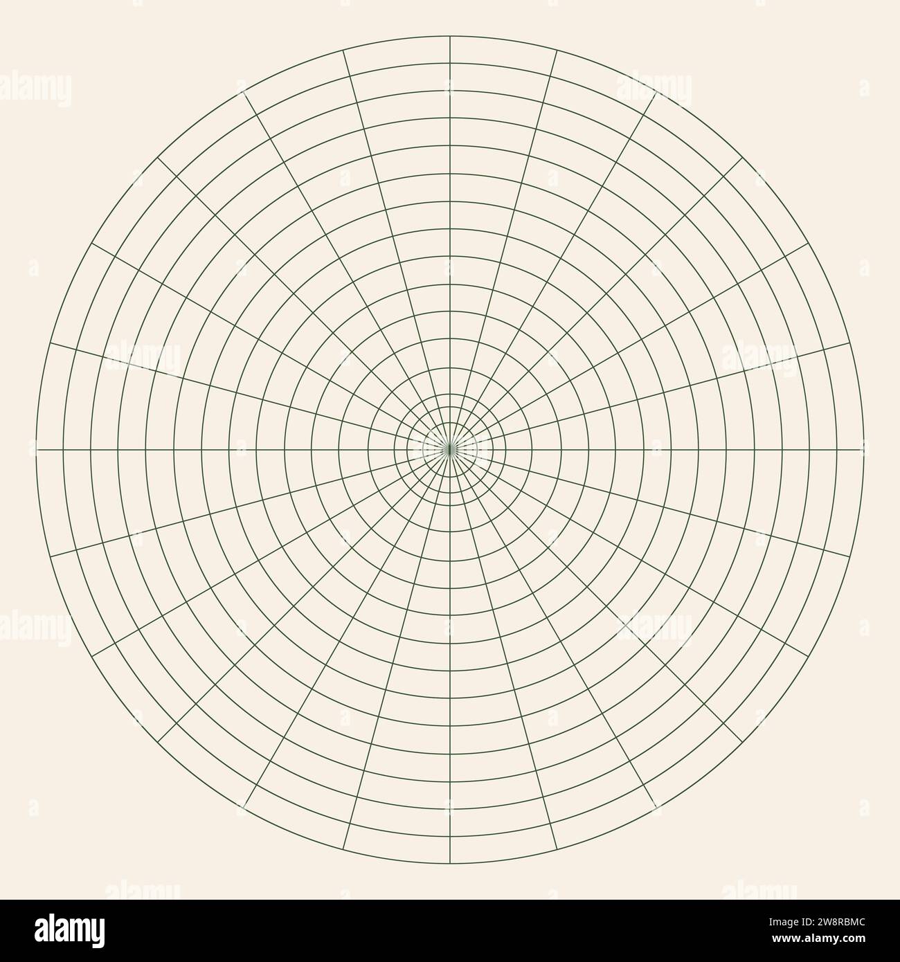 Polar coordinate circular grid isolated on white background. 360 ...