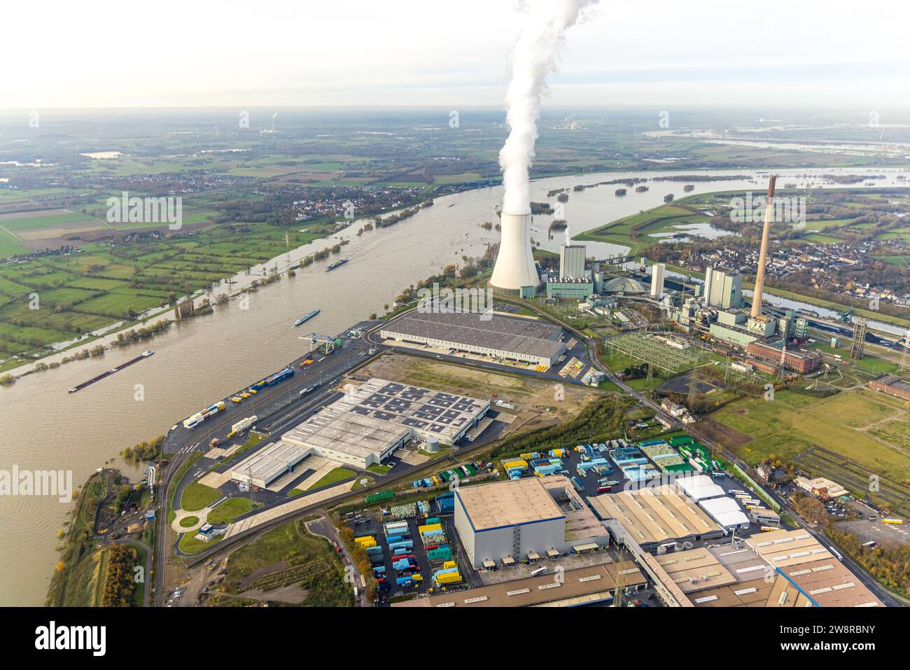 Aerial view, logport VI (Six) industrial area logistics services, STEAG ...