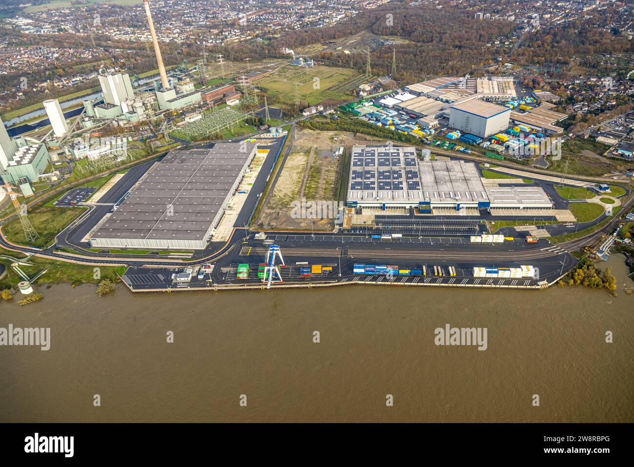 Aerial view, logport VI (Six) industrial area logistics services with ...