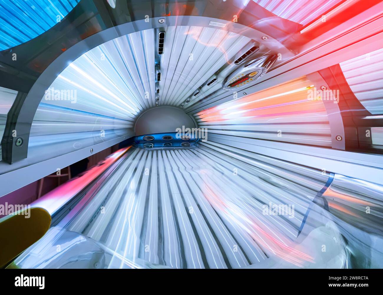 Inside view of Tanning Bed UV solarium light for skin darkening Stock ...