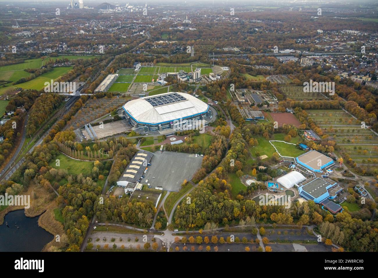 Aerial view, Bundesliga stadium Veltins-Arena of FC Schalke 04, also Arena AufSchalke soccer ...