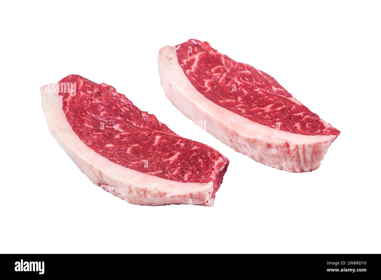 Raw cap rump or top sirloin beef meat steak. Isolated on white ...