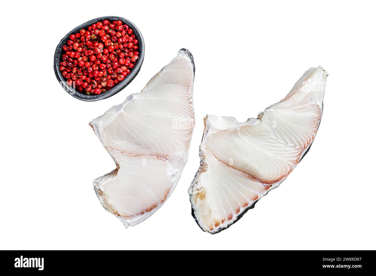 Raw Shark fish steaks Isolated on white background, top view Stock ...
