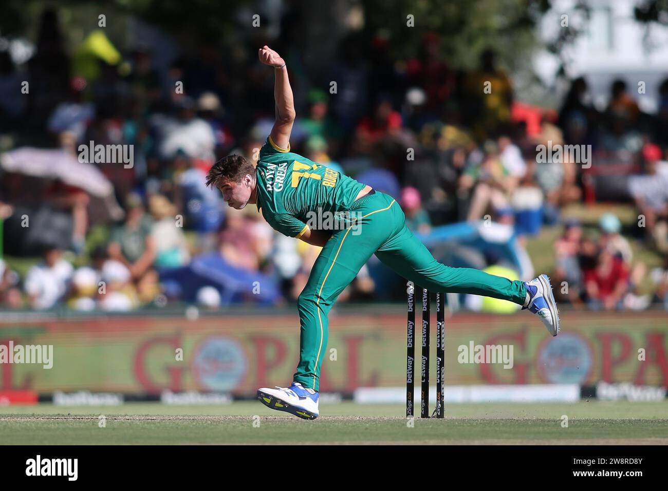 PAARL, SOUTH AFRICA - DECEMBER 21: Nandre Burger of South Africa sends ...