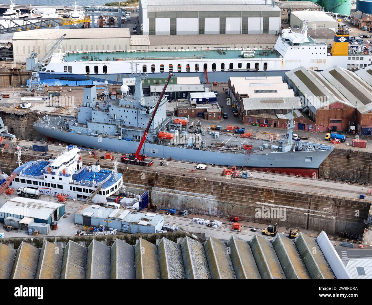 Ship repair Docks Pendennis Falmouth Cornwall UK drone,aerial Stock ...