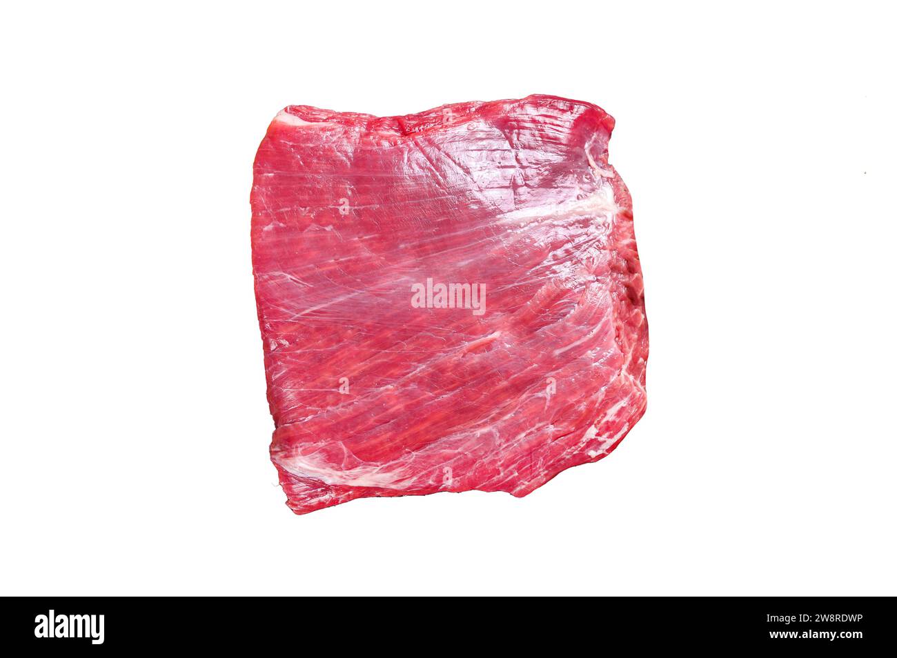 Raw flank or bavette beef meat steak Isolated on white background, top ...