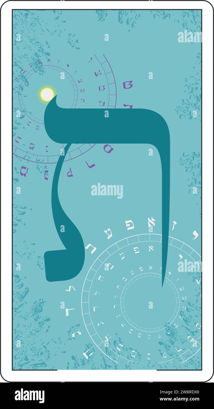 Design for a card of Hebrew tarot. Hebrew letter called Tau large and ...