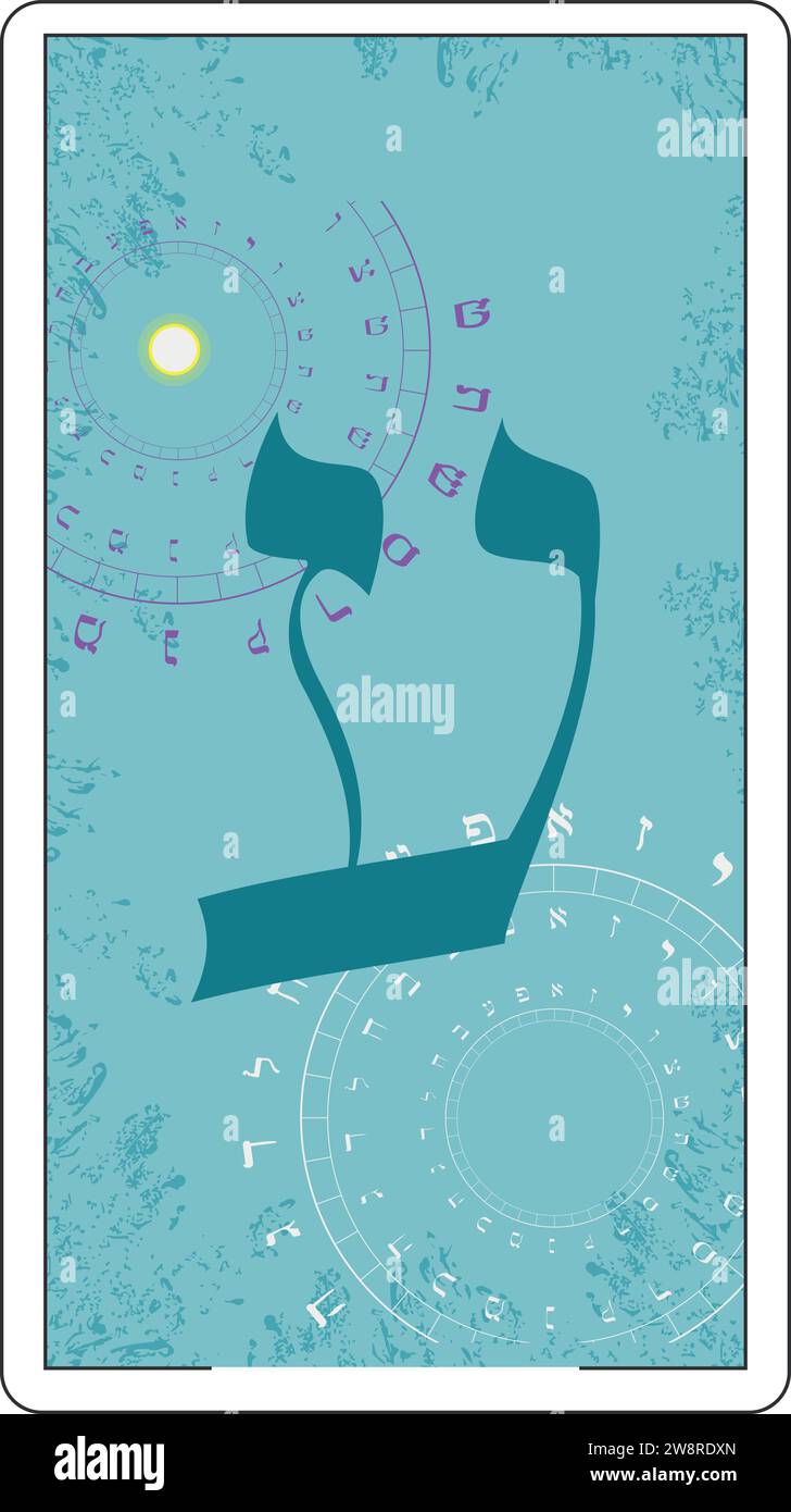 Design for a card of Hebrew tarot. Hebrew letter called Ayin large and ...