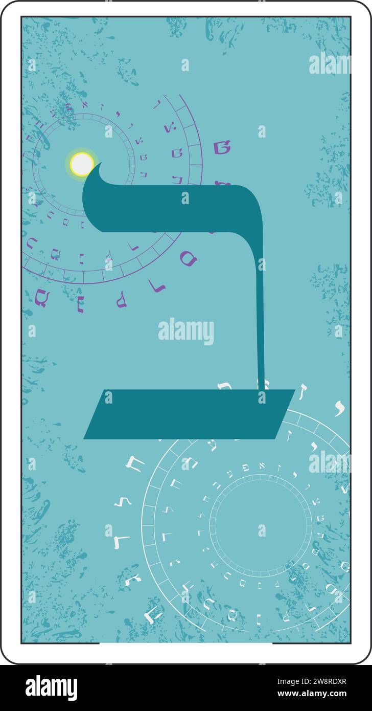 Design for a card of Hebrew tarot. Hebrew letter called Beth large and ...