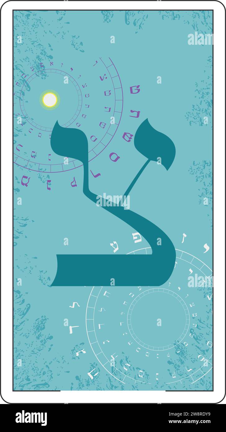 Design for a card of Hebrew tarot. Hebrew letter called Shin large and ...