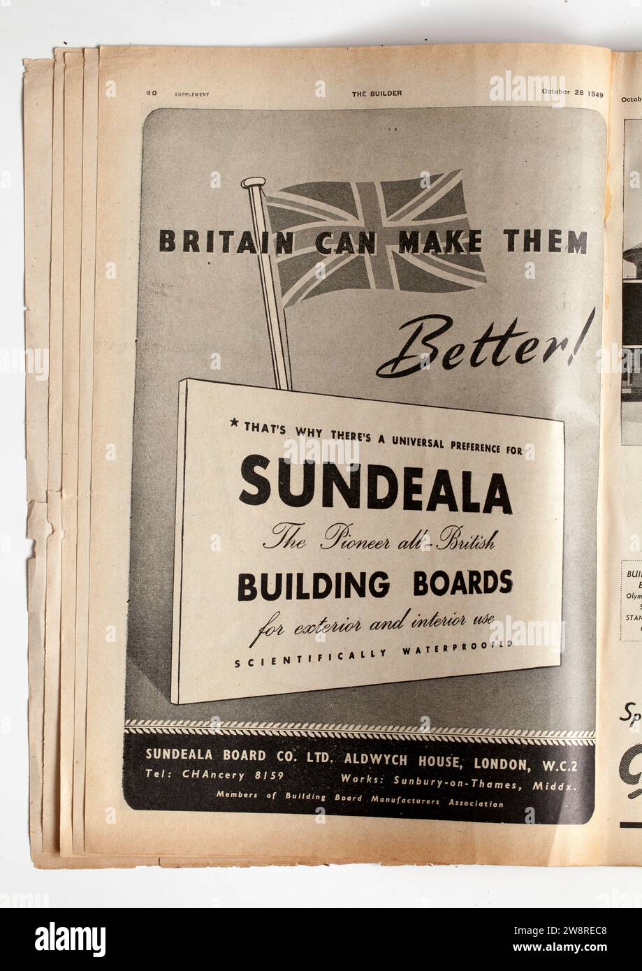 Advertising from a copy of 1940s The Builder Magazine ; Sundeala ...