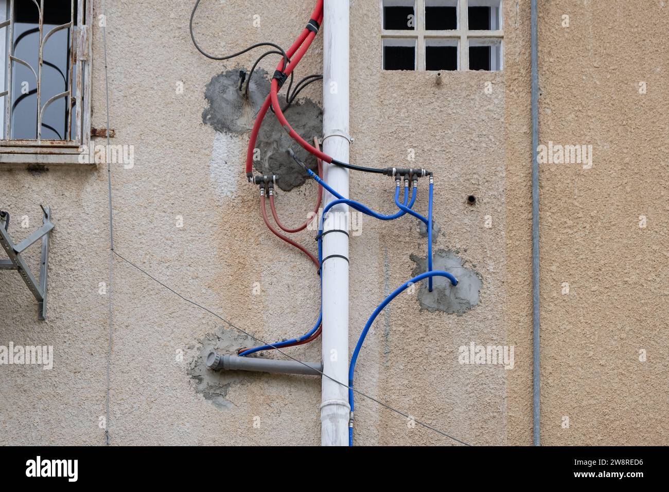 Typical old aged Architecture in israel. Old buildings with air ...